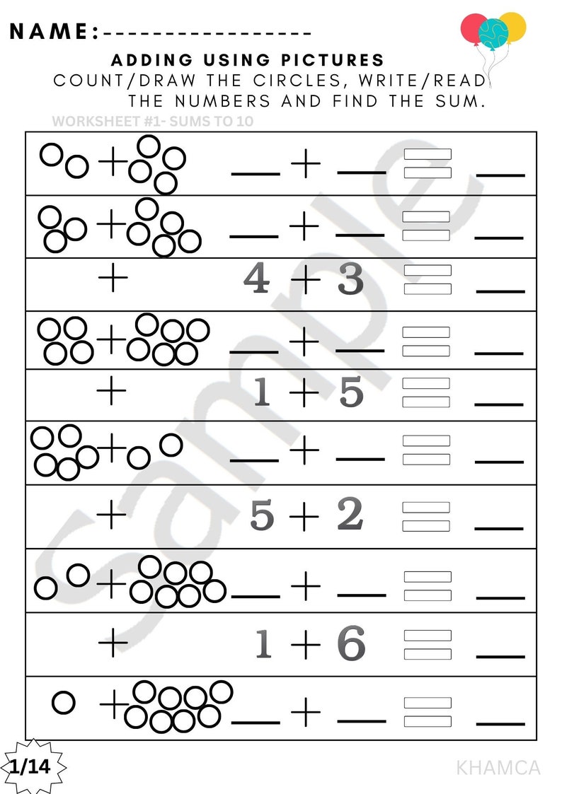 24 Printable Addition and Subtraction Worksheets. Adding Using Pictures ...