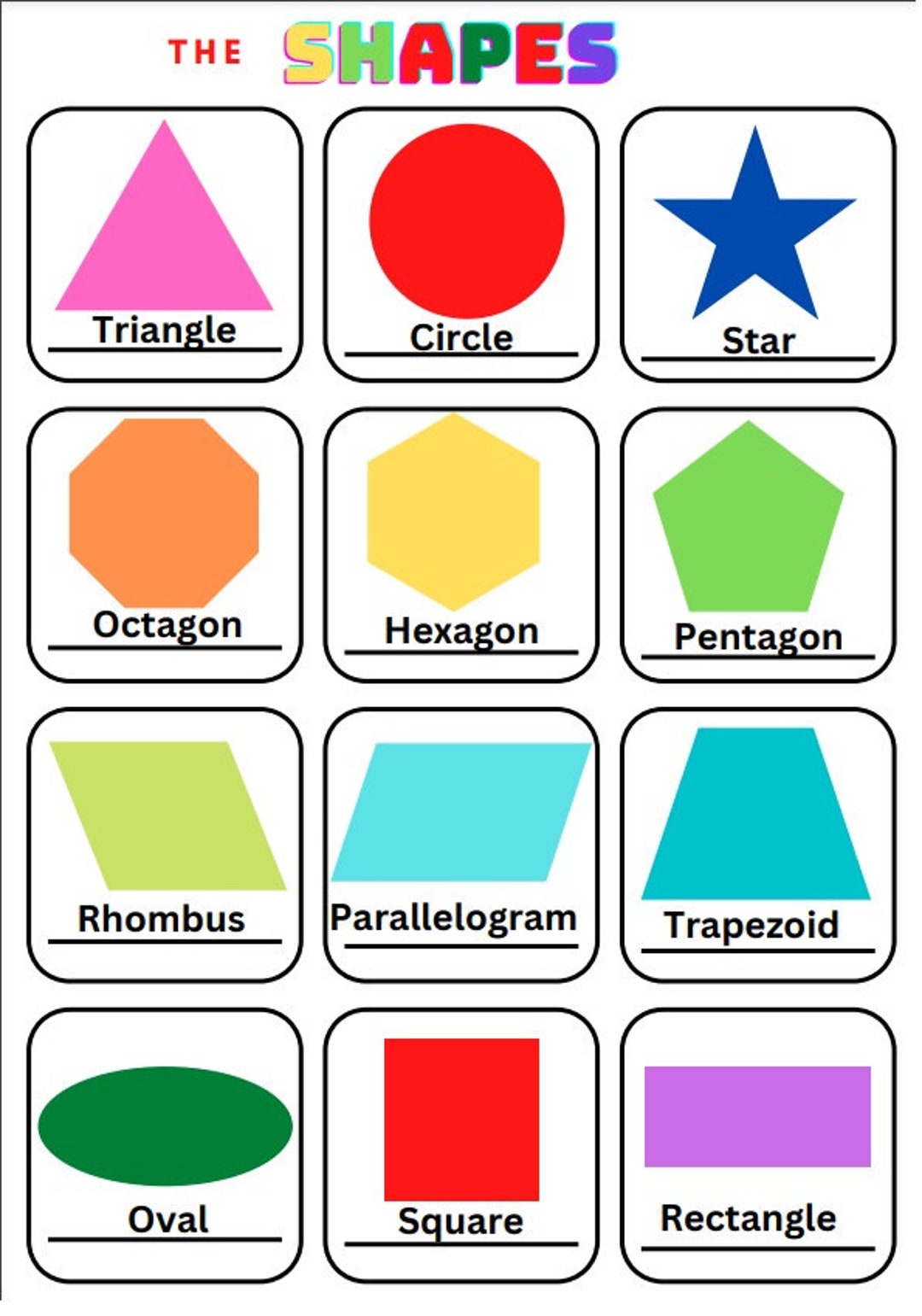 2D Shapes, Shapes Flashcards, Geometric Shapes Flash Cards, Digital ...