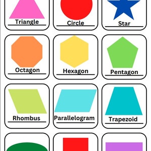 2D Shapes, Shapes Flashcards, Geometric Shapes Flash Cards, Digital ...