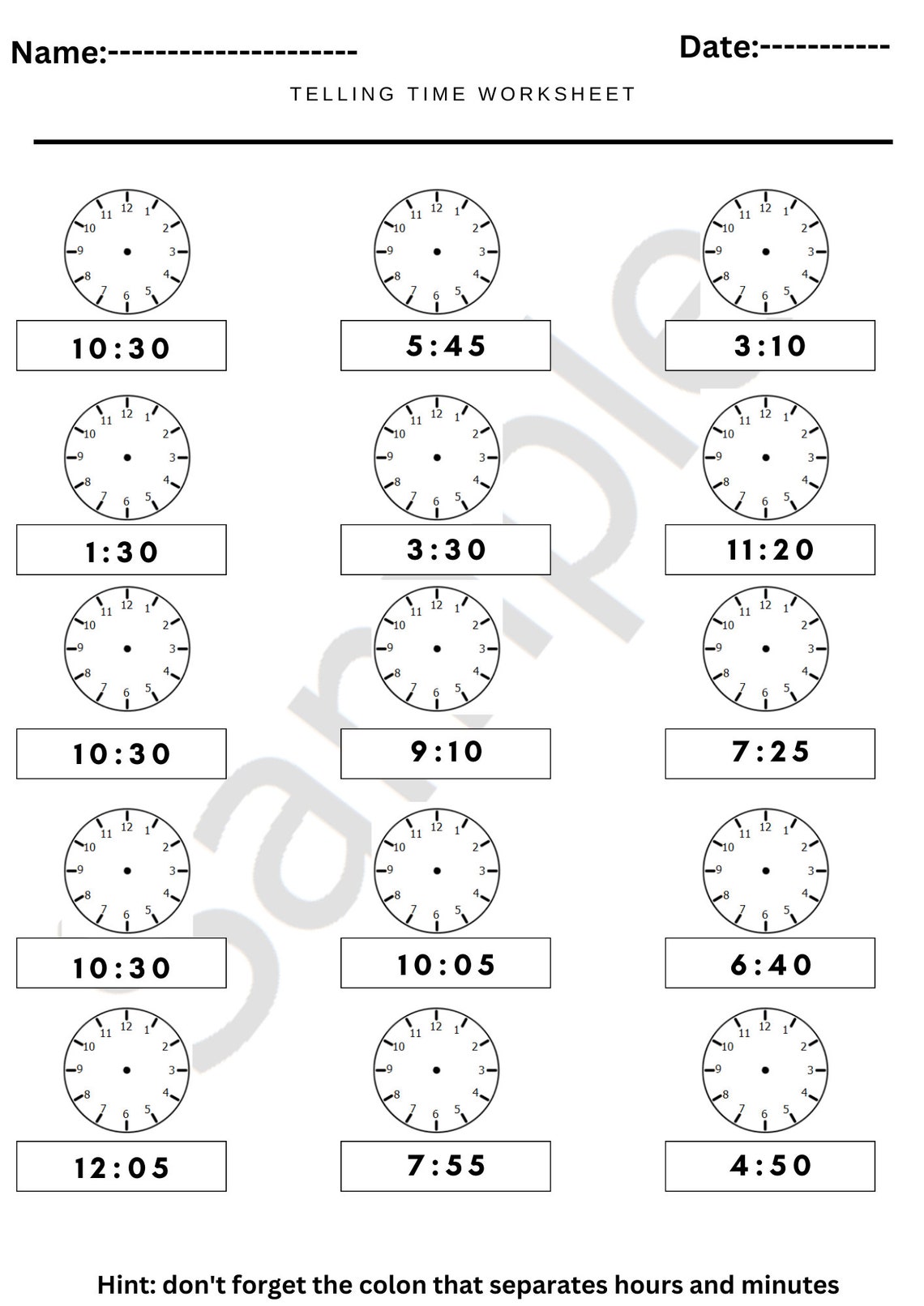 Telling the Time Worksheets Digital and Analog Clocks Included ...