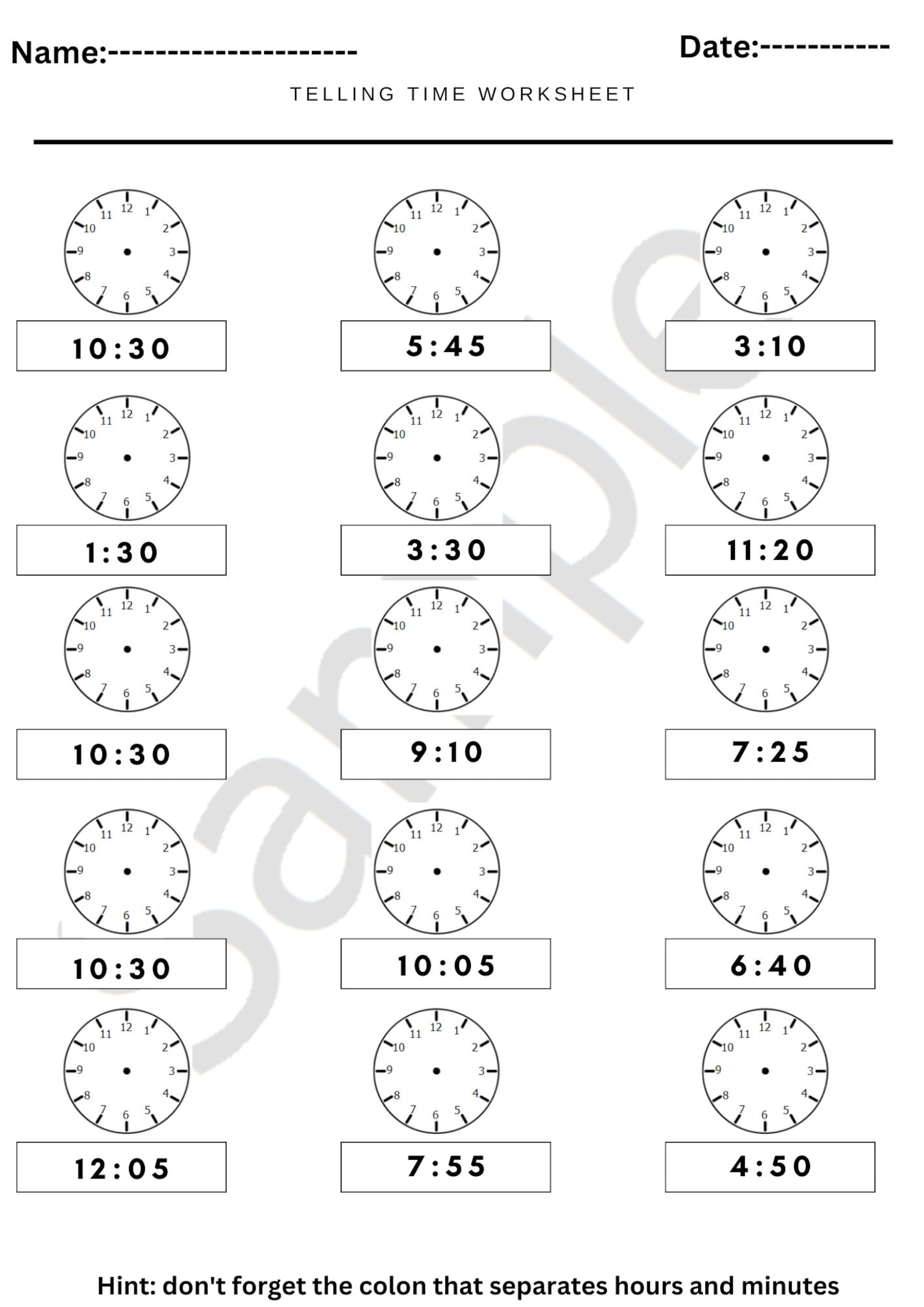 Telling the Time Worksheets Digital and Analog Clocks Included ...