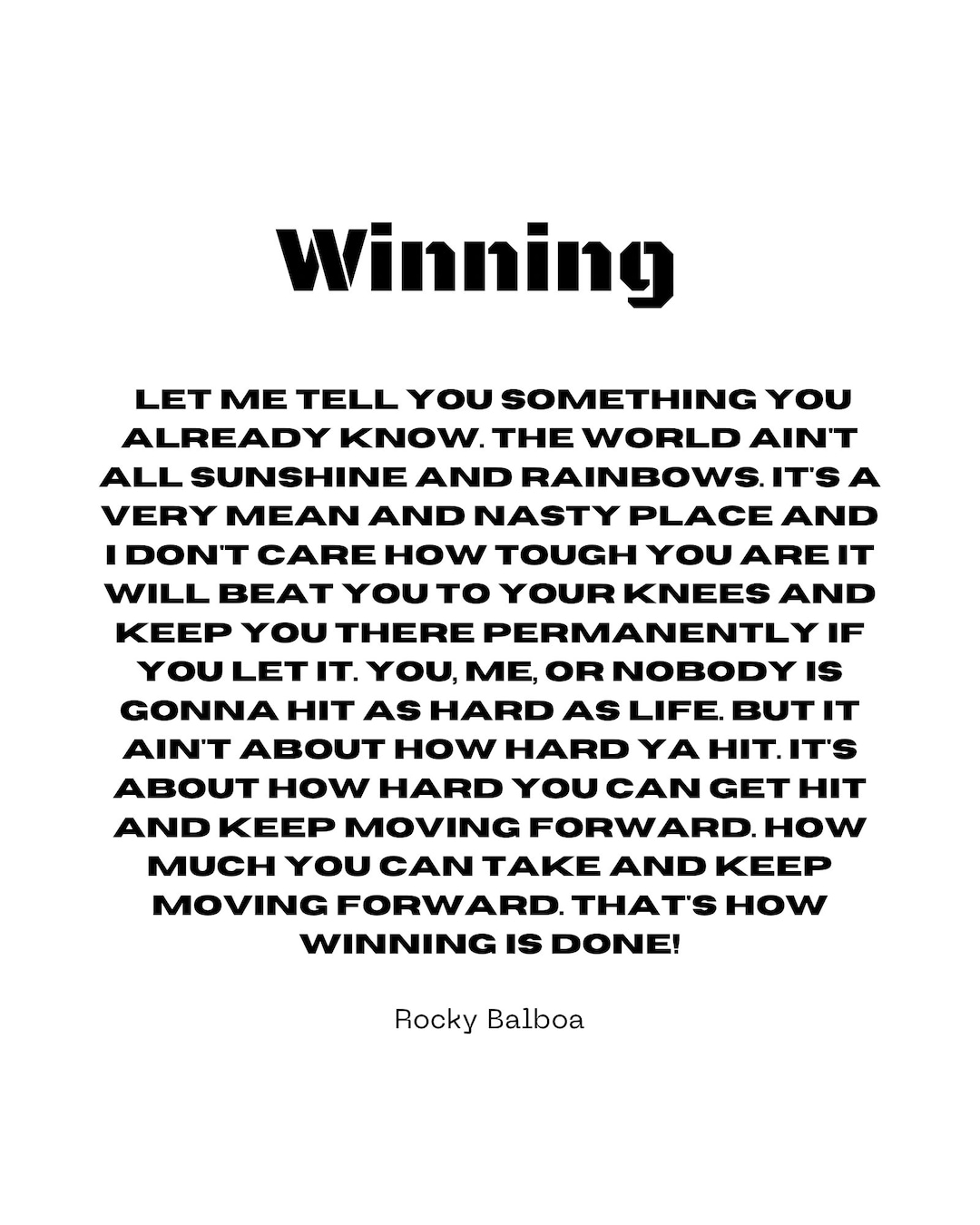 Rocky Winning Quote Printable - Etsy