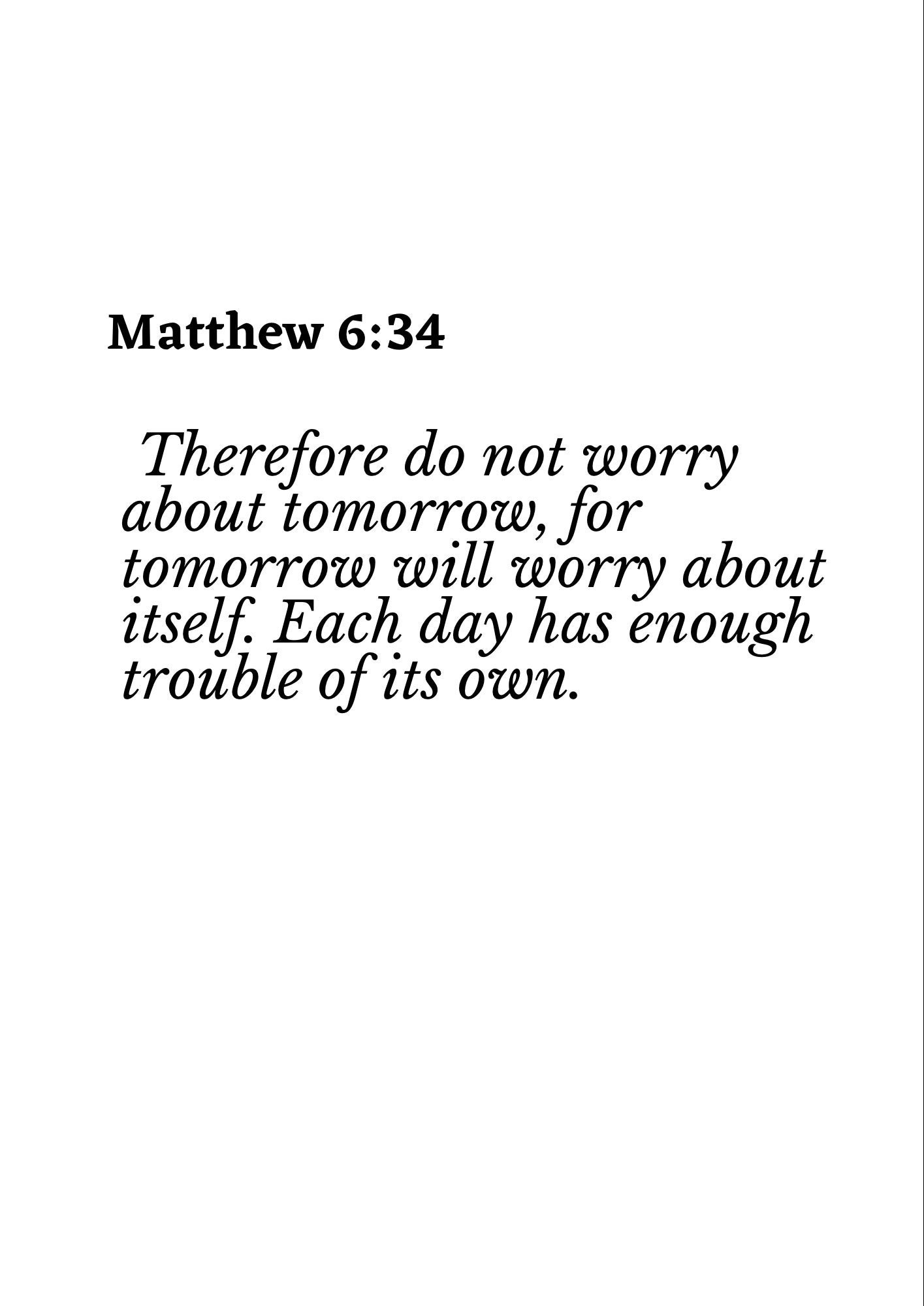 Matthew 6:34 Printable - Etsy