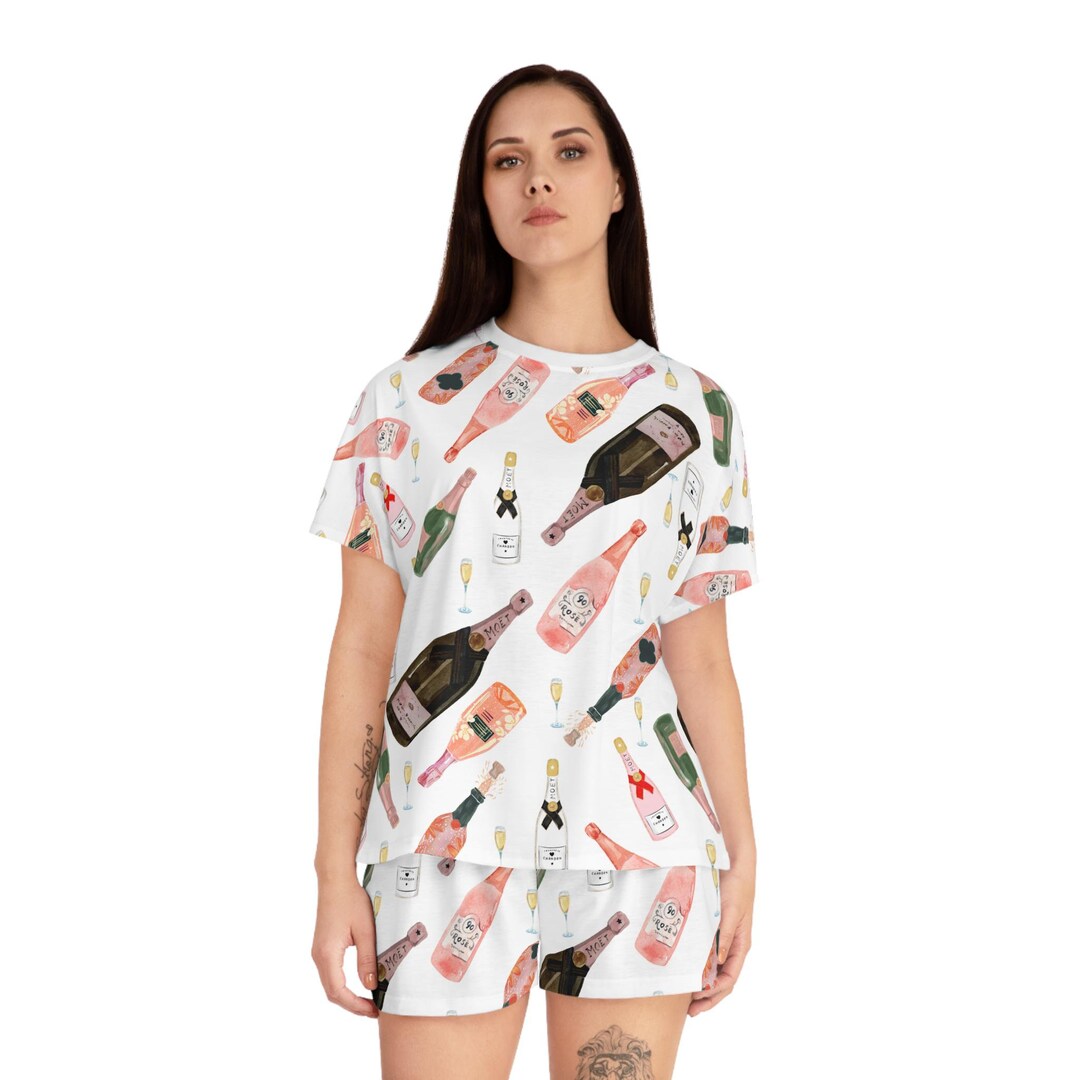 PROSECCO PLS Wine Bottle Pajamas for Bridesmaids, Theme Bride Sleep Set ...