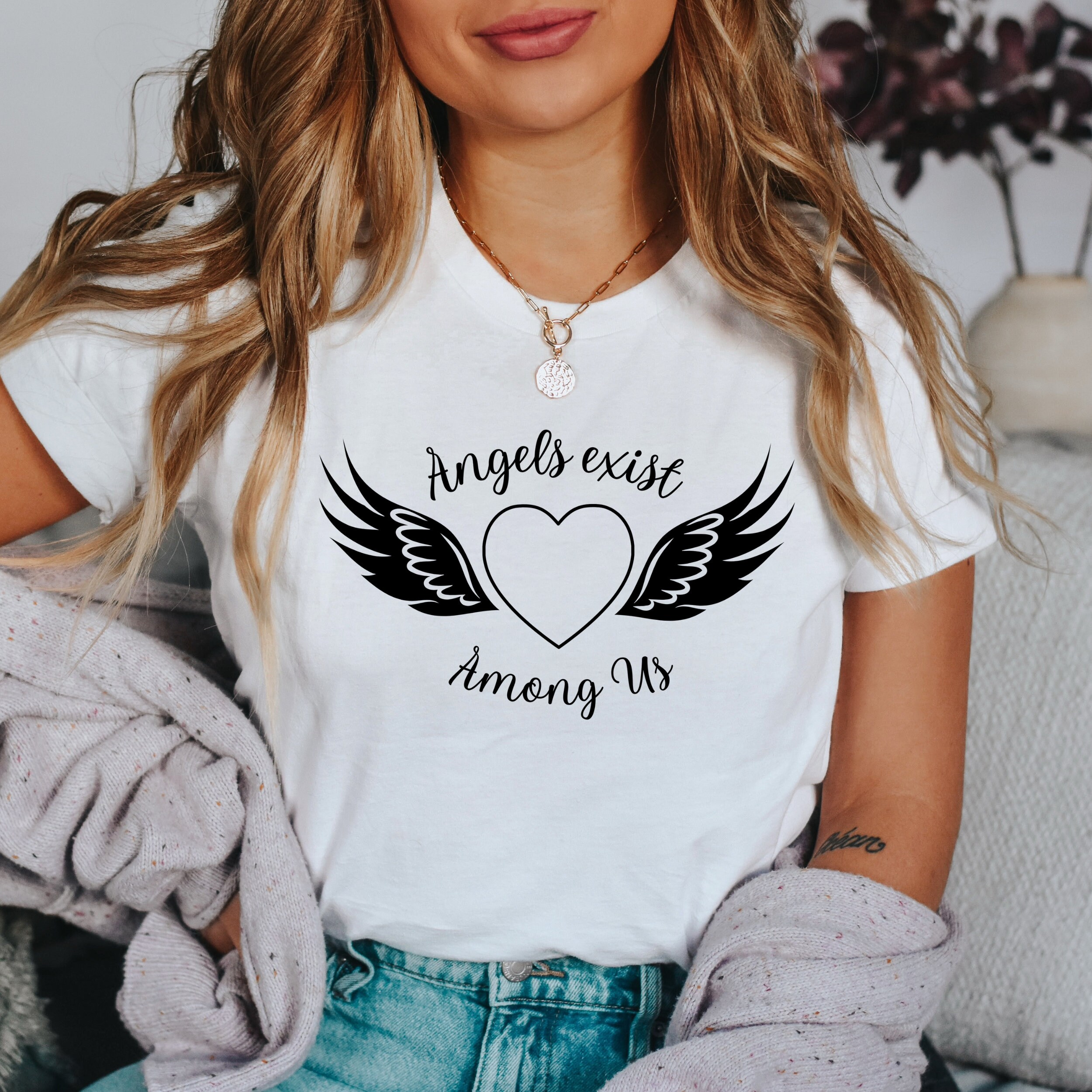 Angels Exist Among Us, Angel Wings, Angel Heart, Gift for Mom, Angel ...