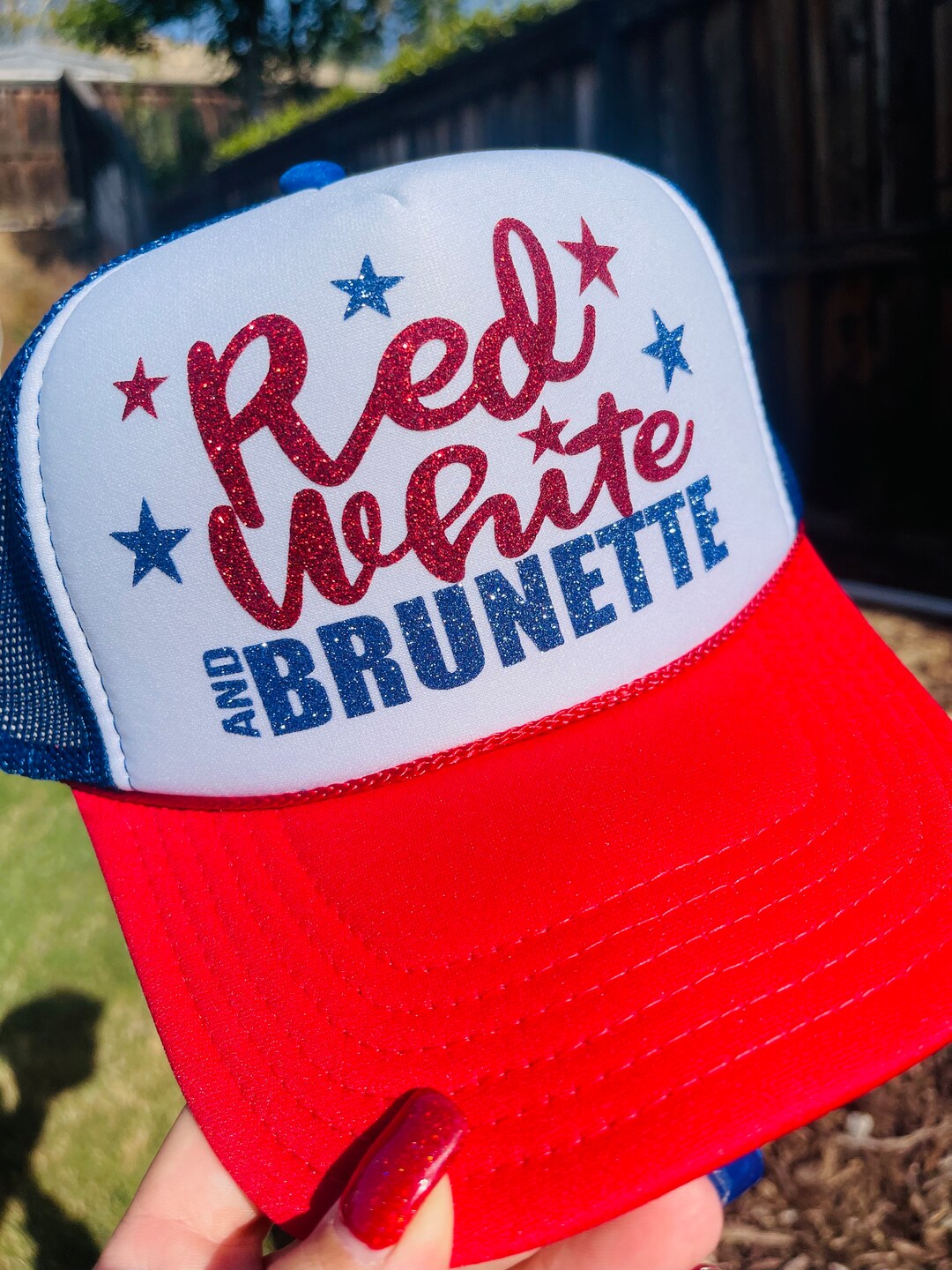 Red White and Blonde OR Brunette Trucker Hat - Etsy