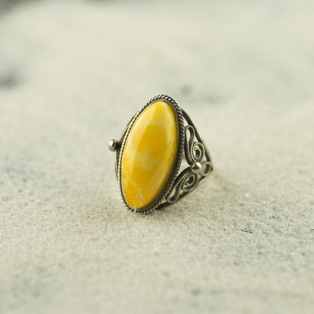 Amber Ring, Vintage Amber Jewelry, Special Gift, Gemstone Ring ...