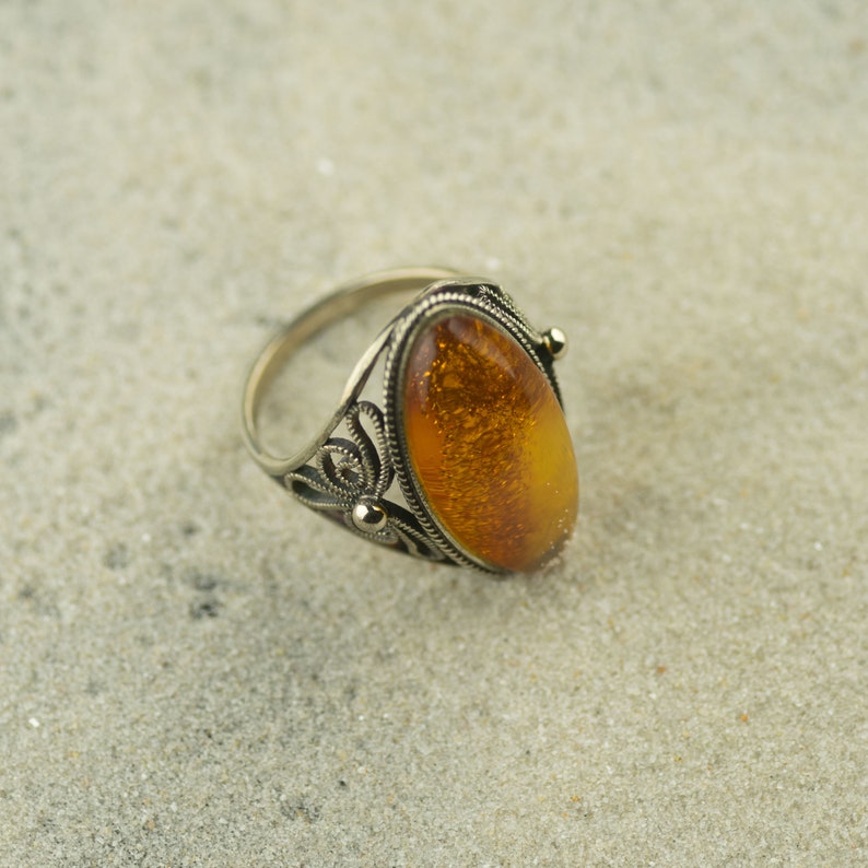 Amber Ring, Vintage Amber Jewelry, Special Gift, Gemstone Ring ...