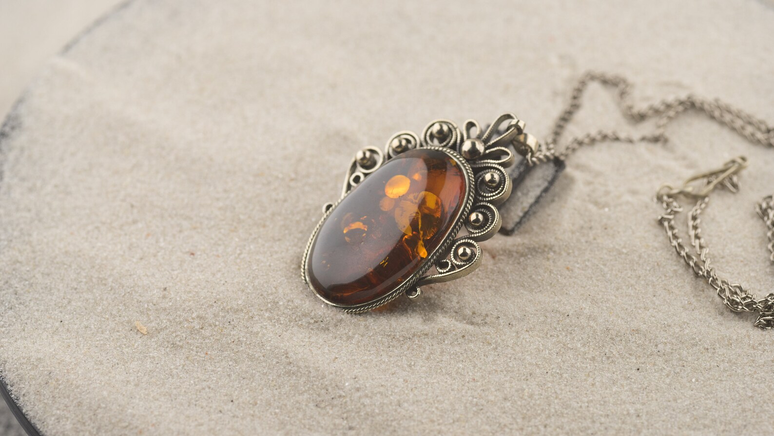 Amber Pendant With Chain 40 Cm, Vintage Amber Jewelry, Special Gift ...