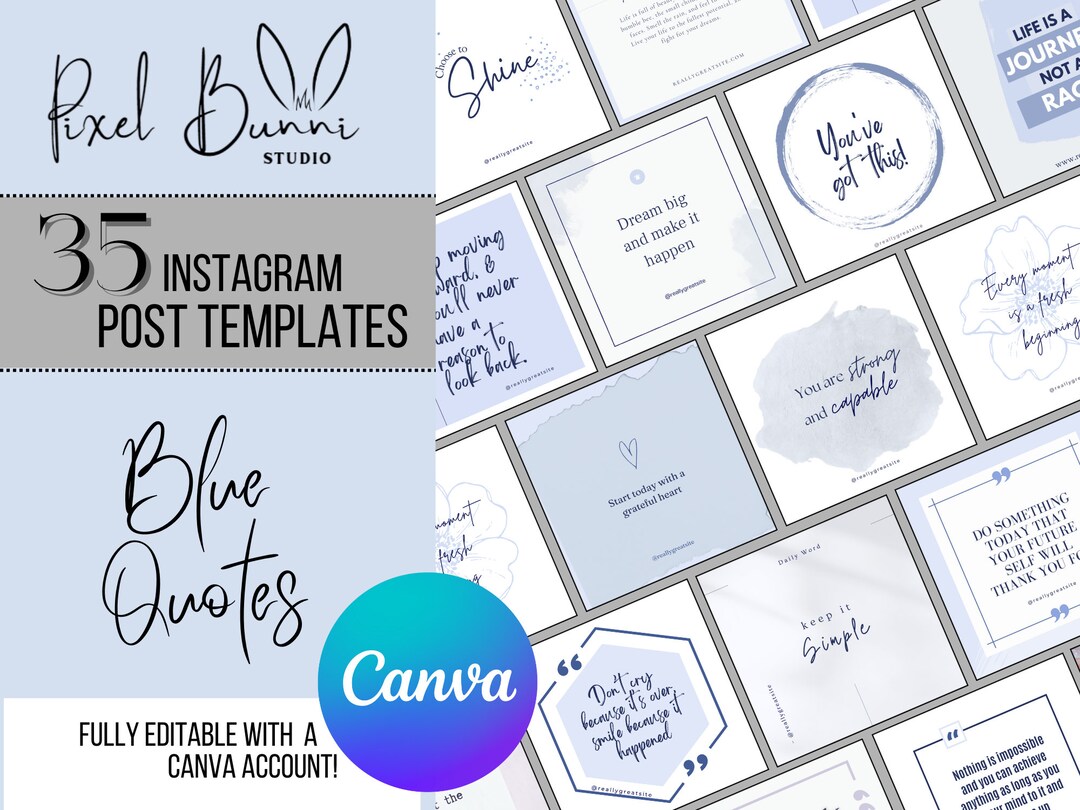 Blue Instagram Template, Canva Template, Instagram Post, Canva ...