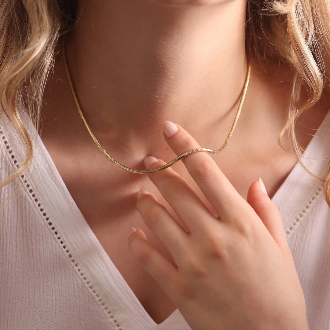 Real Gold Chain, 14k Gold Snake Necklace, Gold Snake Chain, Solid Gold ...