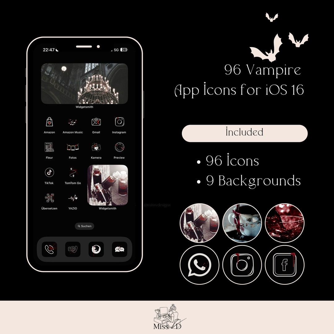 Vampire App Icon Pack Ios16 - Etsy