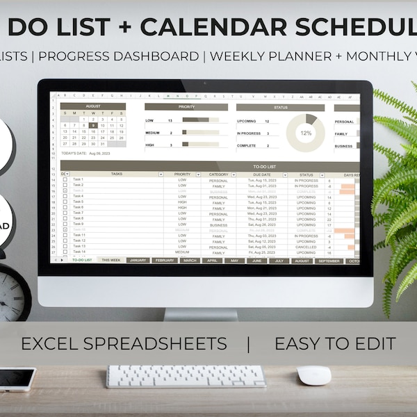Excel Task List Into Monthly Calendar View - Etsy