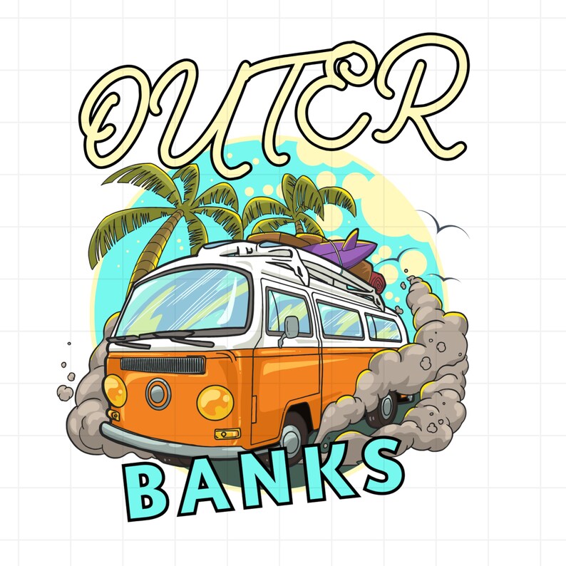 Outer Banks Png , Vintage Retro Sublimation Tshirt Design, Hippie Van ...