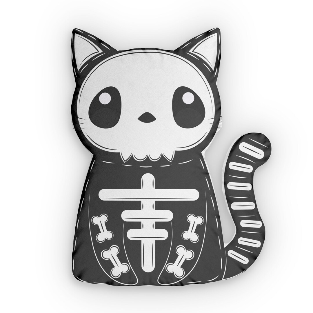 Gothic Skeleton Cat Custom Shaped Pillows - Etsy