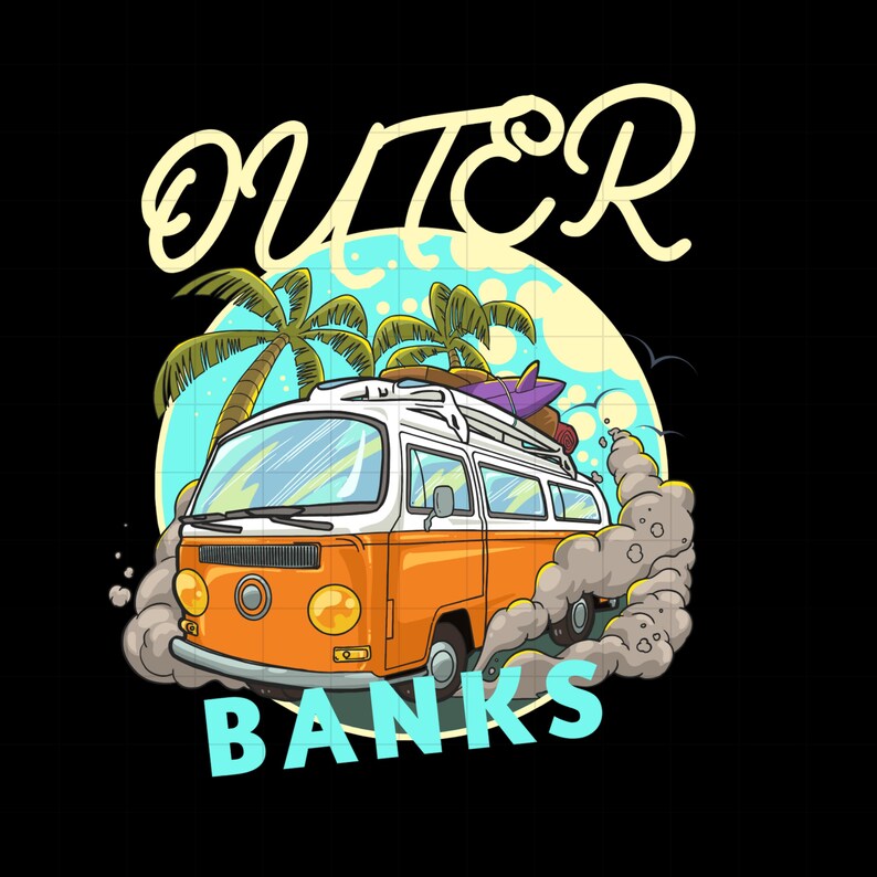 Outer Banks Png , Vintage Retro Sublimation Tshirt Design, Hippie Van ...