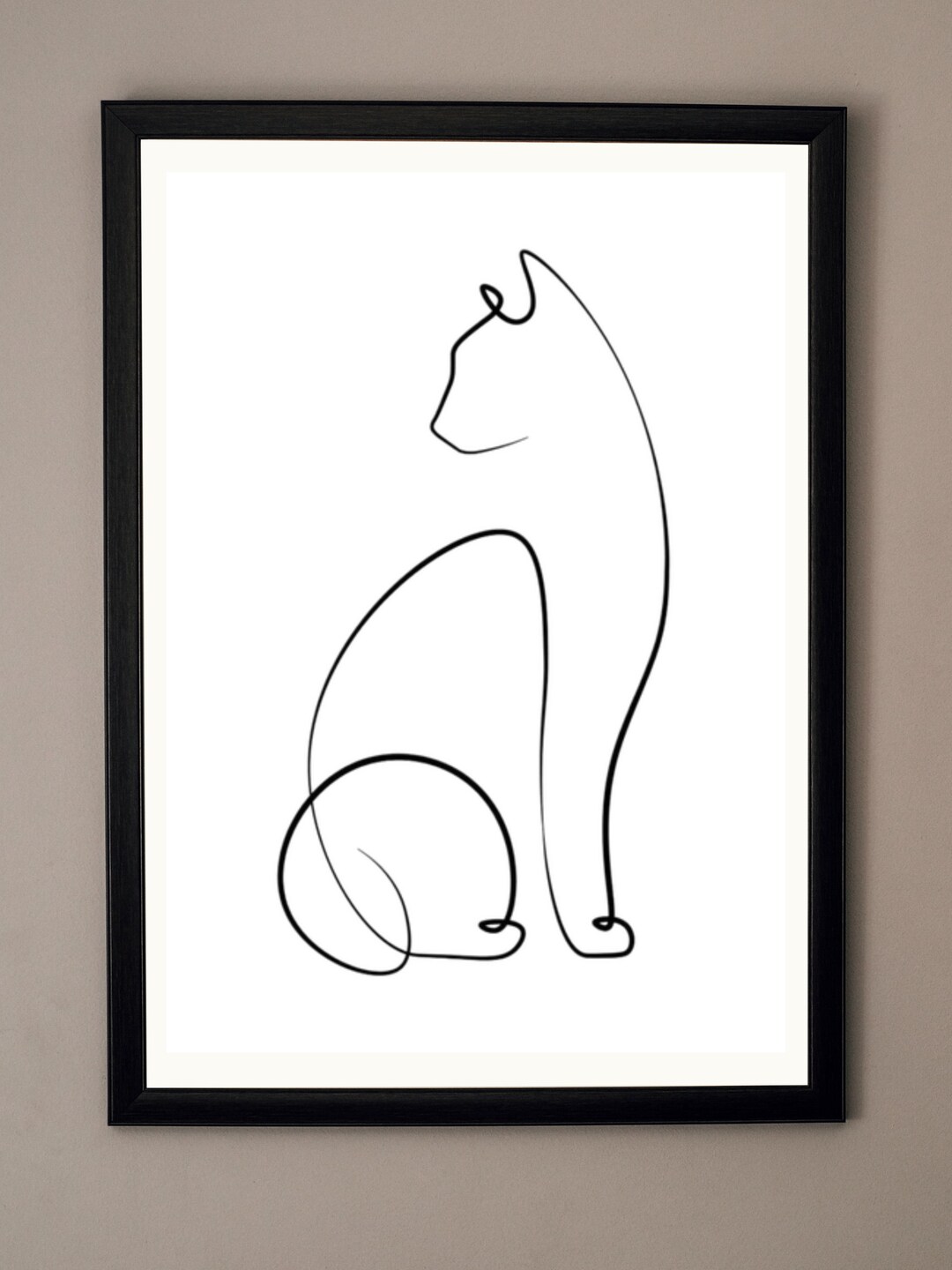 Cat Wall Art Download, Line Drawing Cat Poster, Digital Download, Cat ...