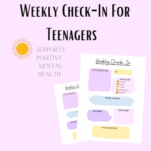 Weekly Check-in for Teenagers / Teen Feelings / Mental Health - Etsy