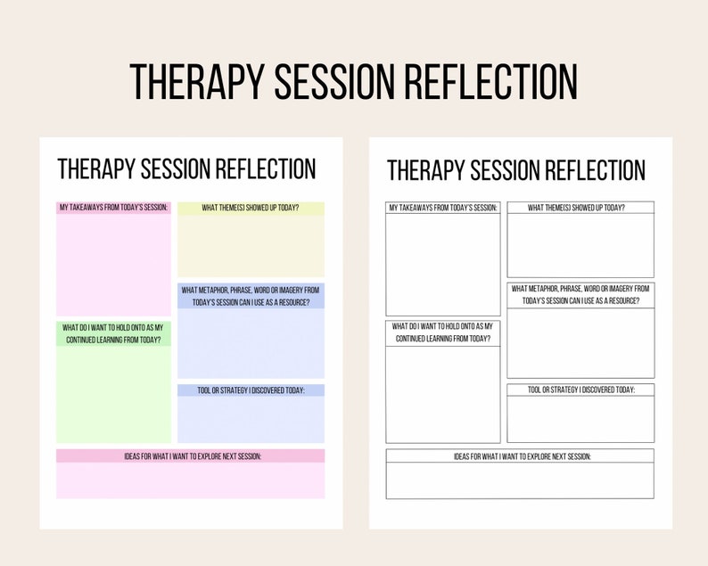 Therapy Session Reflection Worksheet / Post Therapy Check-in / Therapy ...