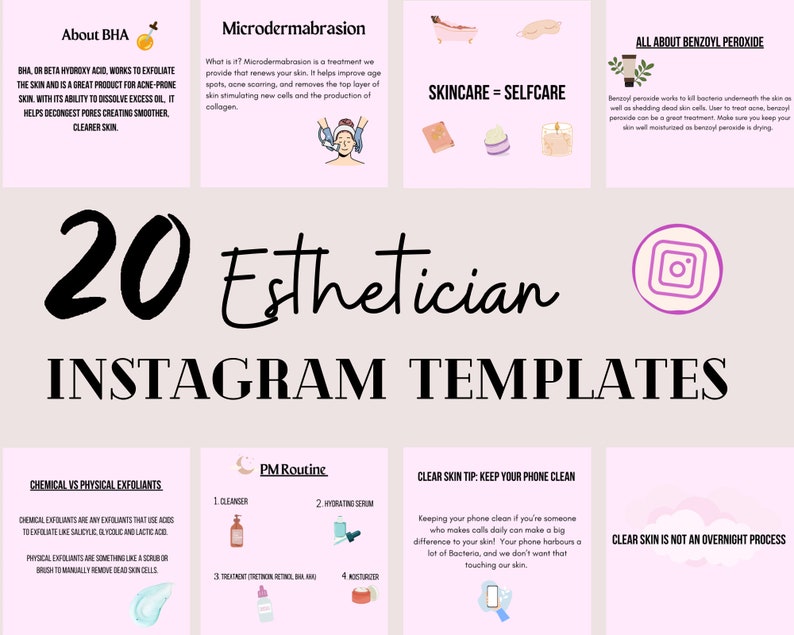 Esthetician Instagram Post Templates / Esthetician Insta Posts / Salon ...