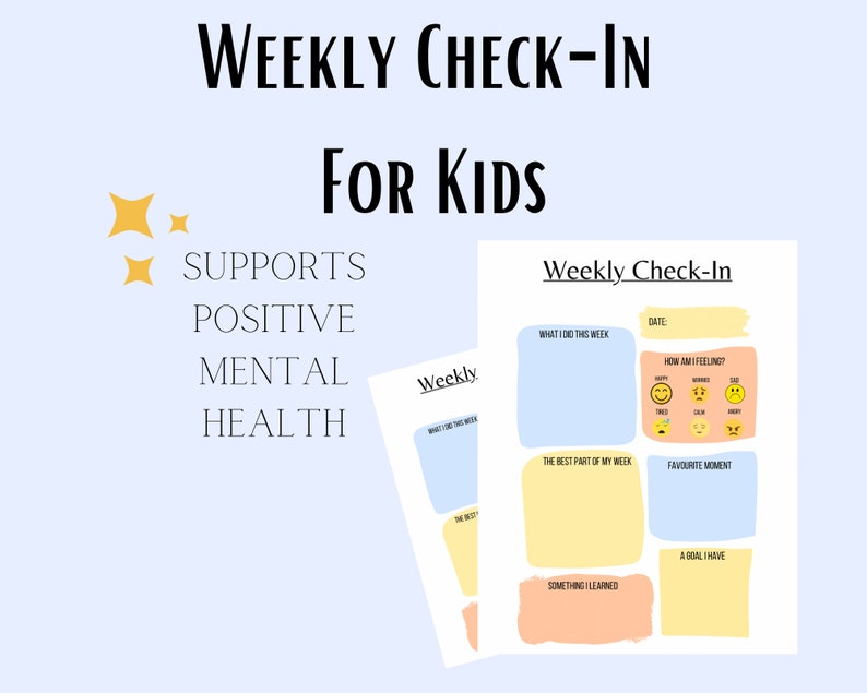 Kids' Mental Health Check-in: Feelings Journal & Therapy Worksheet - Etsy