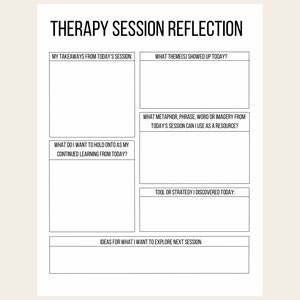 Therapy Session Reflection Worksheet: Mental Health Tools (digital ...