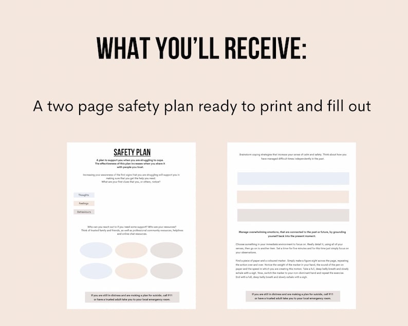 Adult Safety Plan Worksheet: Mental Health Crisis Tool (PDF) - Etsy