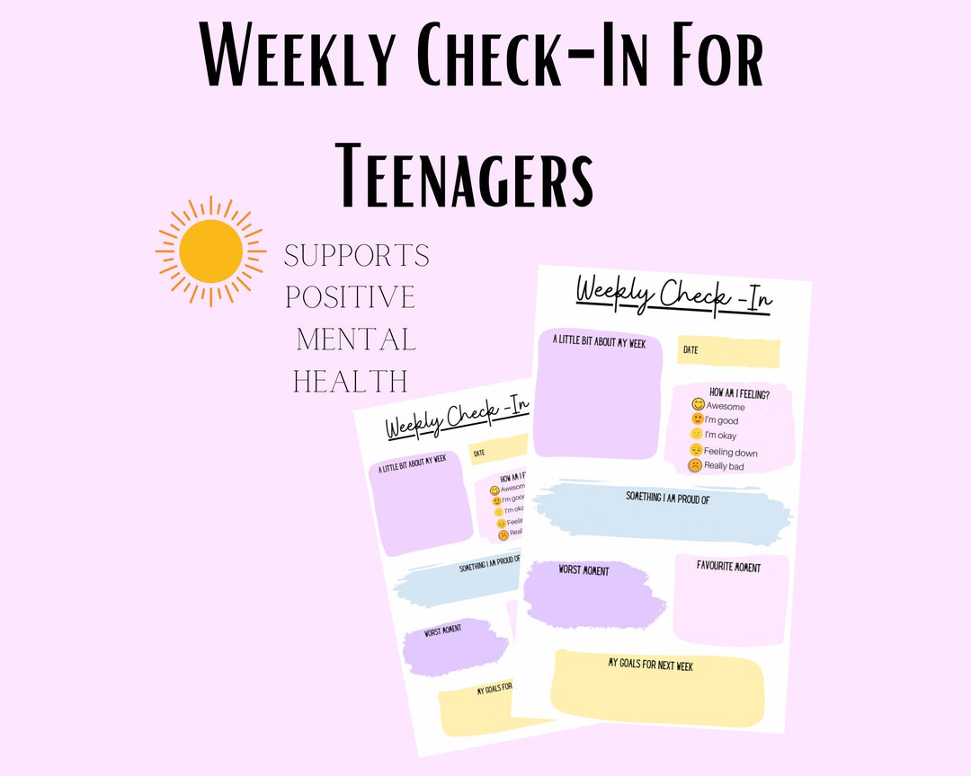 Weekly Check-in for Teenagers / Teen Feelings / Mental Health - Etsy