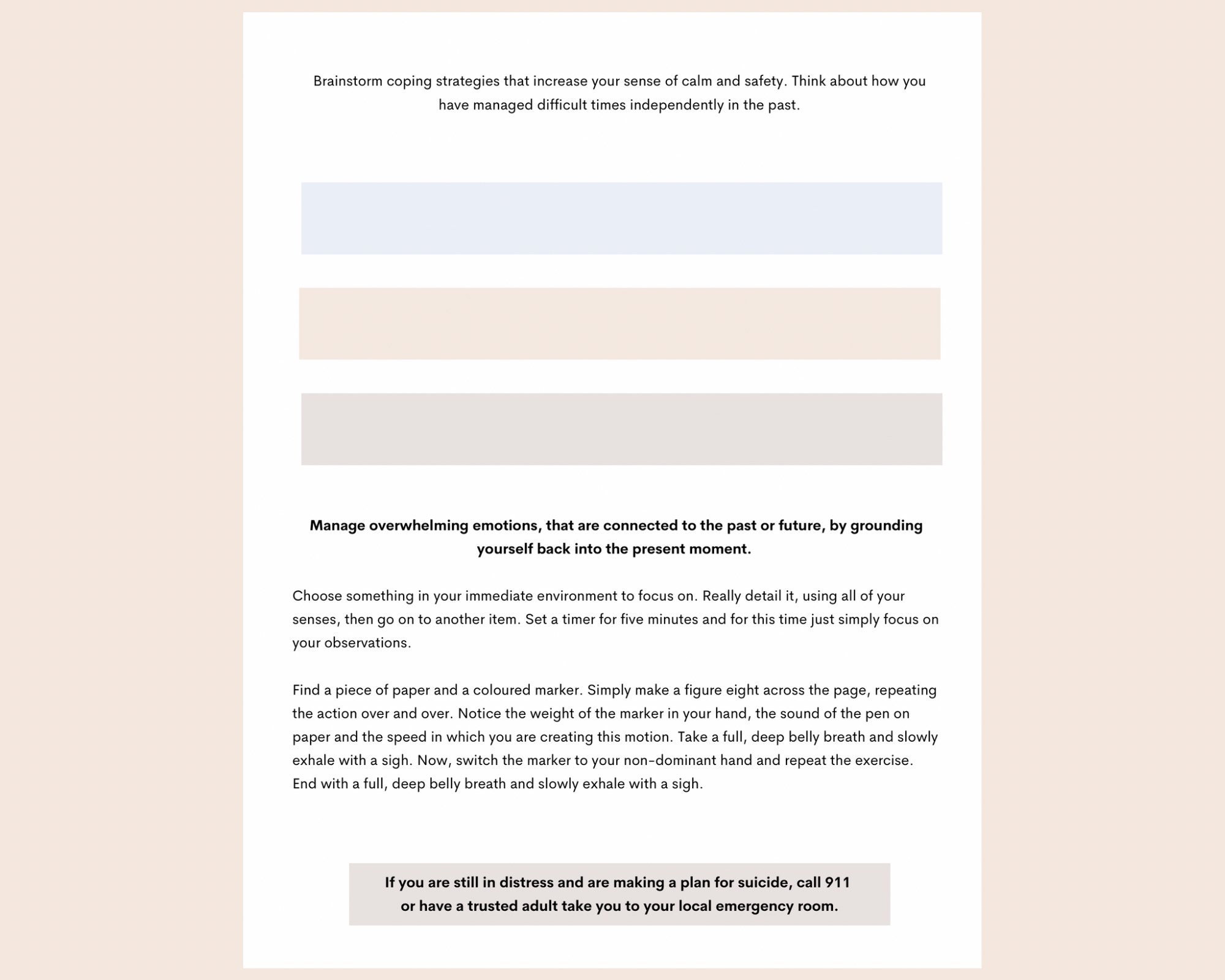 Safety Plan for Adults / Therapy Worksheet / Resources / Suicide ...