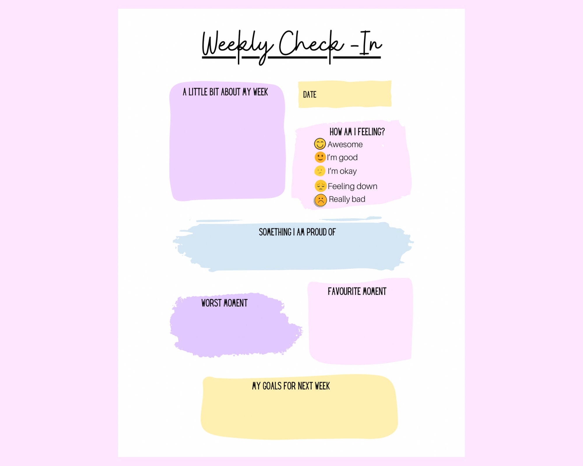 Weekly Check-in for Teenagers / Teen Feelings / Mental Health Check-in ...