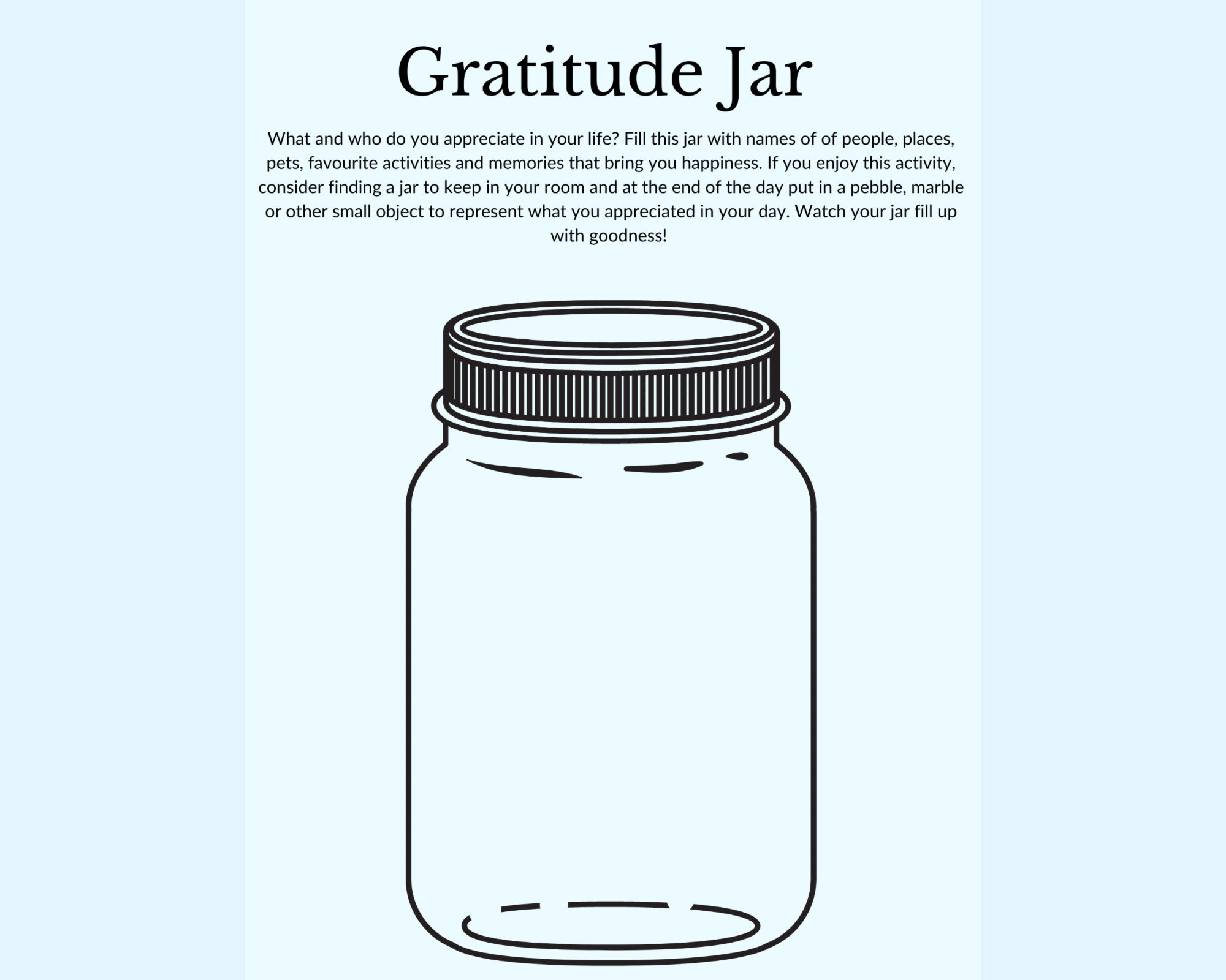 Gratitude Therapy Activity: Gratitude Jar for Kids & Teens (digital ...
