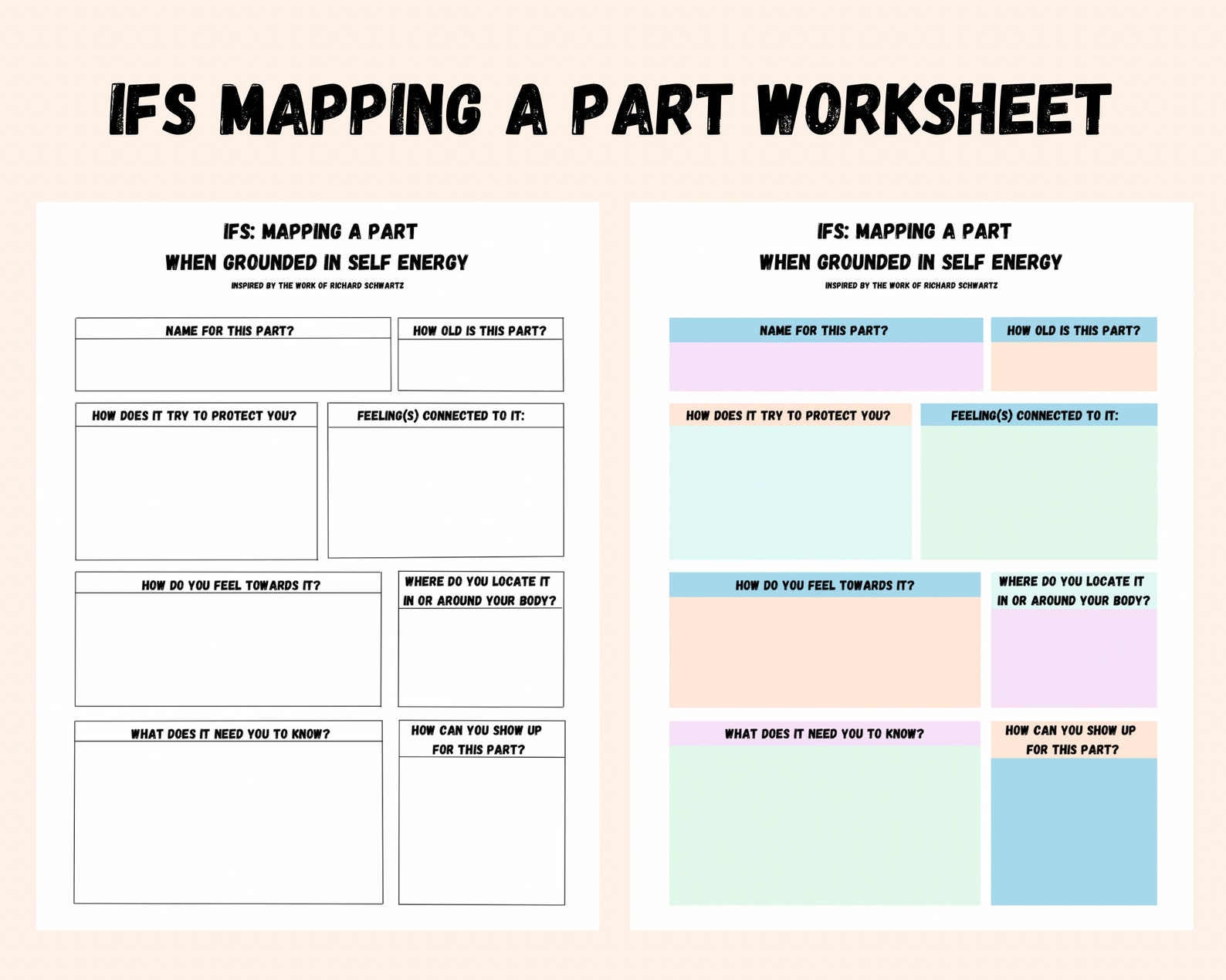 IFS Part Mapping Worksheet: Internal Family Systems Therapy Tool ...
