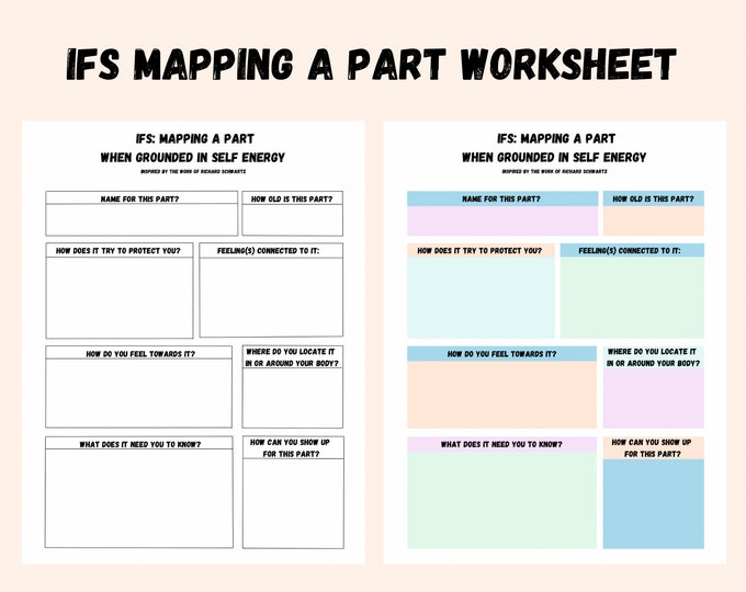 IFS Part Mapping Worksheet: Internal Family Systems Therapy Tool ...