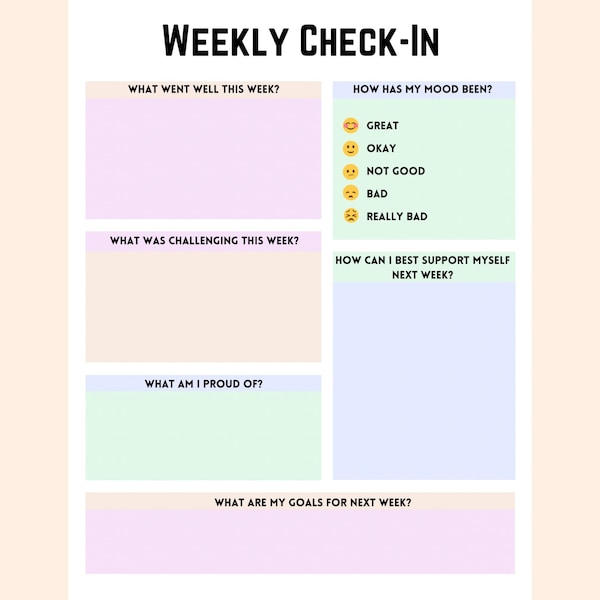Mental Check in Worksheet - Etsy UK