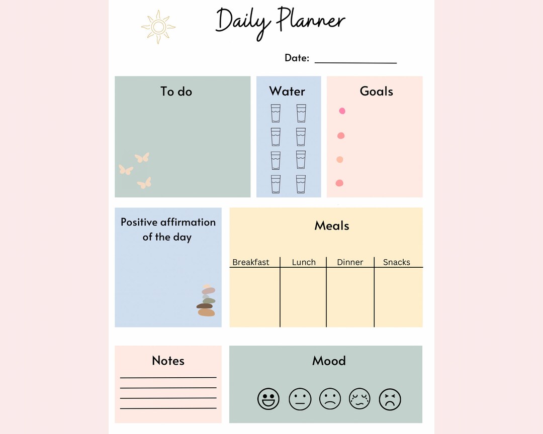 Daily Planner Printable / Goal Tracker / Instant Download / Printable ...