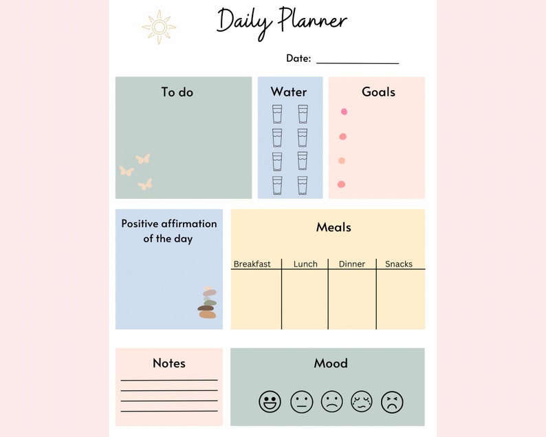 Daily Planner Printable / Goal Tracker / Instant Download / Printable ...