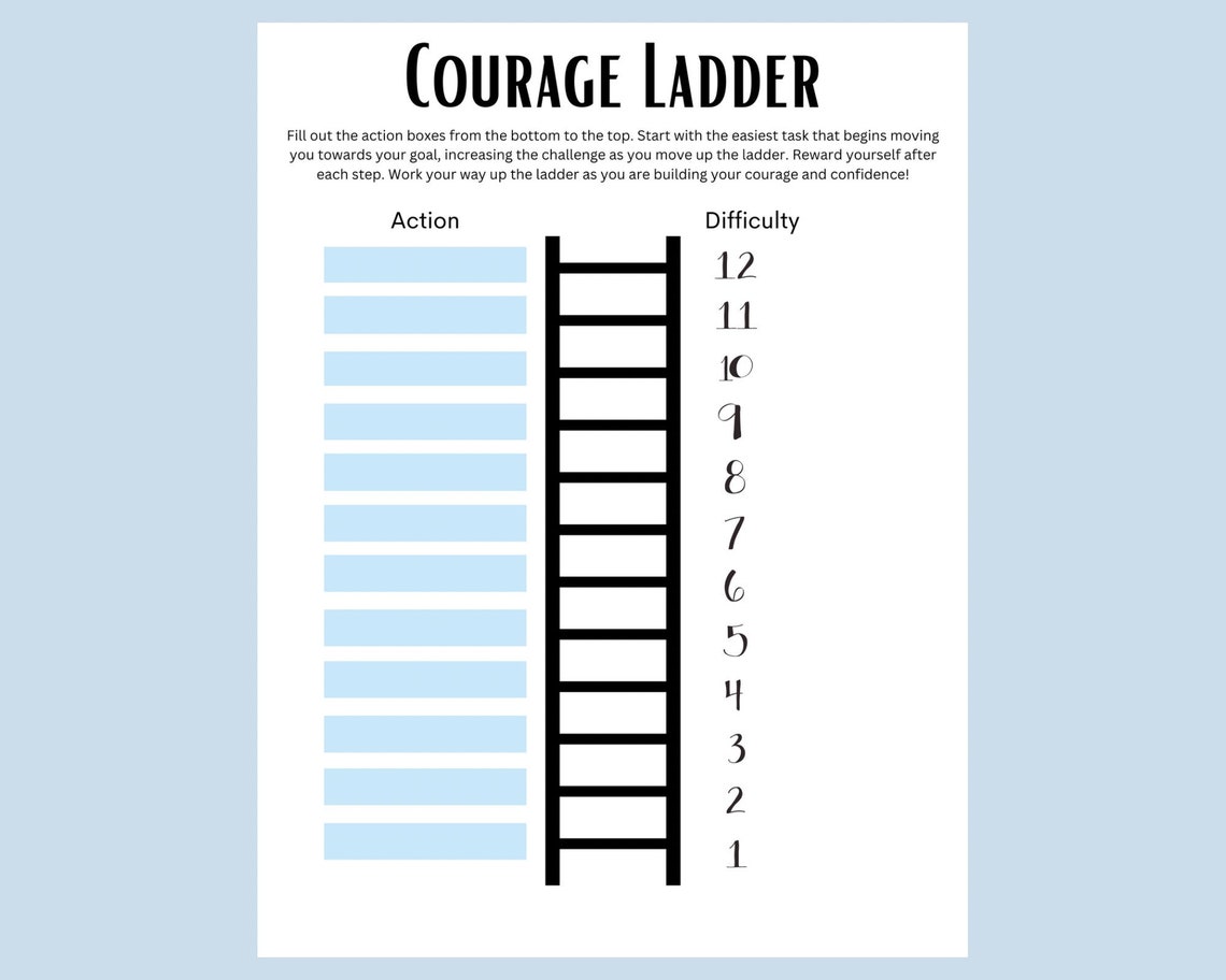 Anxiety Worksheet for Teens & Children: Courage Ladder Activity ...