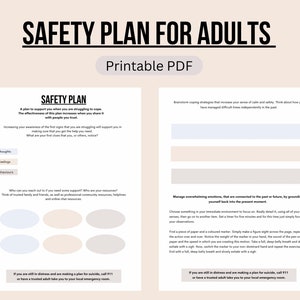 Safety Plan for Adults / Therapy Worksheet / Resources / Suicide ...