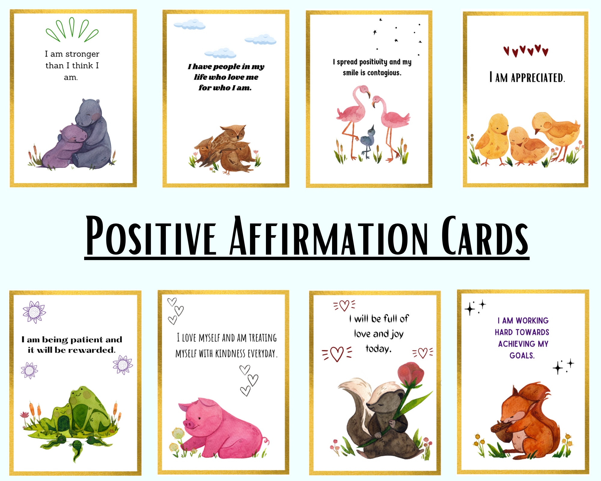 16 Printable Positive Affirmation Cards , Mindfulness Cards ...