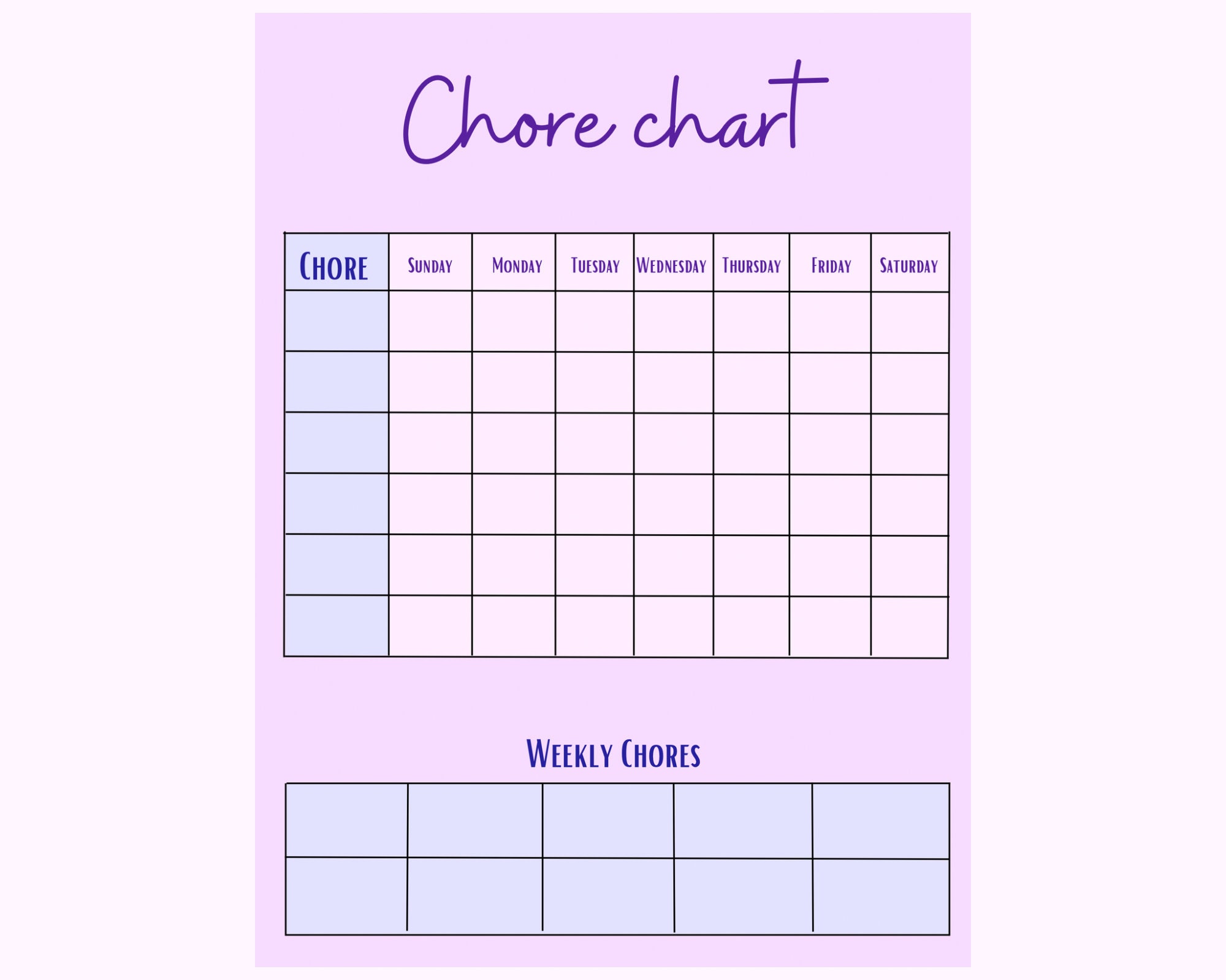 Chore Chart for Teenagers / Routine for Chores / Responsibility Chart ...