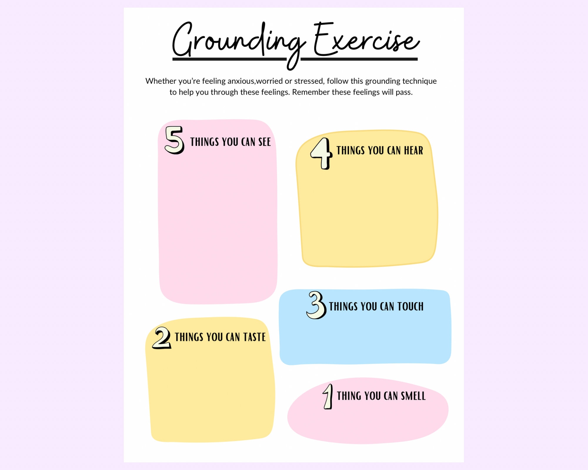 Grounding Exercise for Teenagers, Therapy Worksheet, Teen Counselling, Therapy Tools, Grounding ...