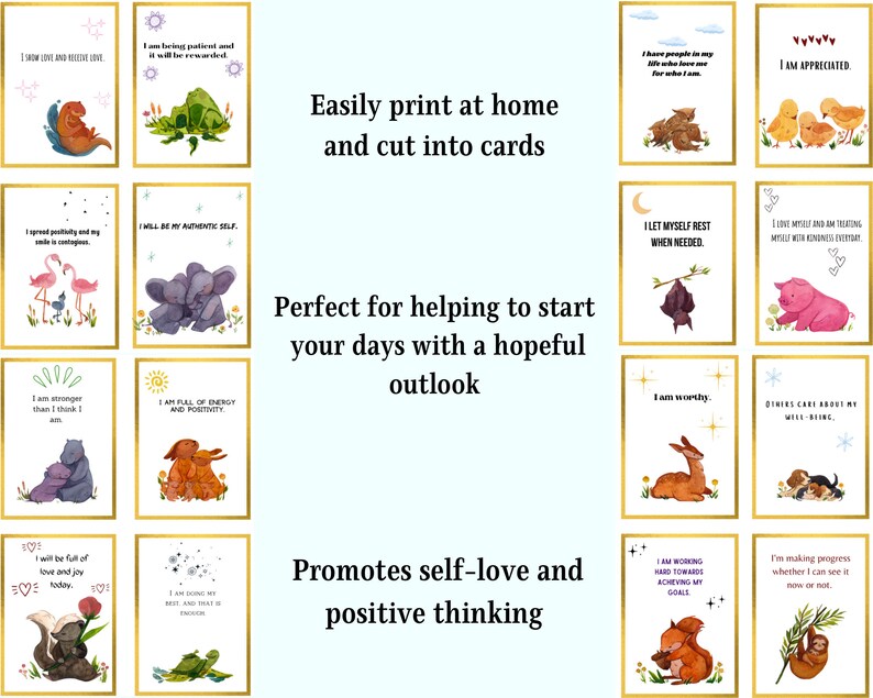16 Printable Positive Affirmation Cards , Mindfulness Cards ...