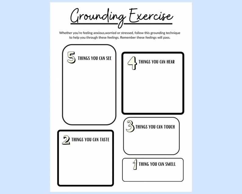 Grounding Exercise Worksheet for Kids & Teens (digital Download) - Etsy