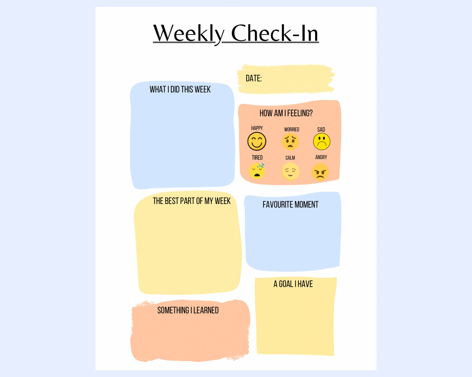 Weekly Check-in for Kids / Teen Feelings / Children’s Mental Health ...