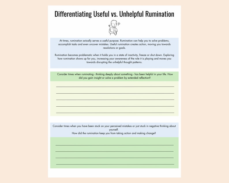 Rumination Strategies Worksheet: Disrupt Unhelpful Thinking (digital ...