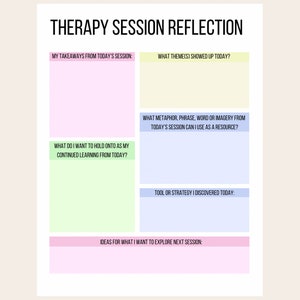 Therapy Session Reflection Worksheet: Mental Health Tools (digital ...