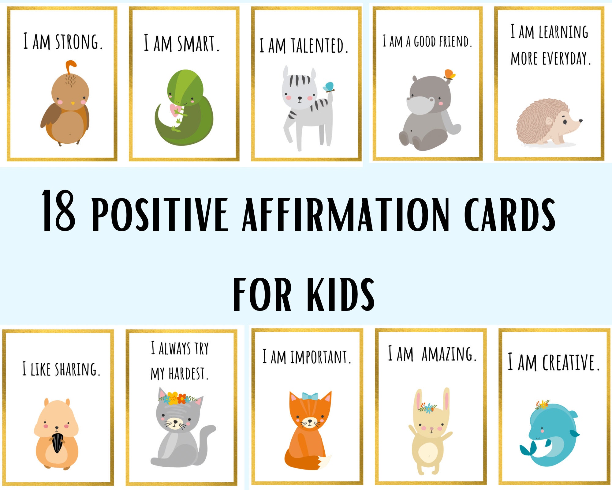 18 Printable Positive Affirmation Cards / Mindfulness Cards / Therapy ...
