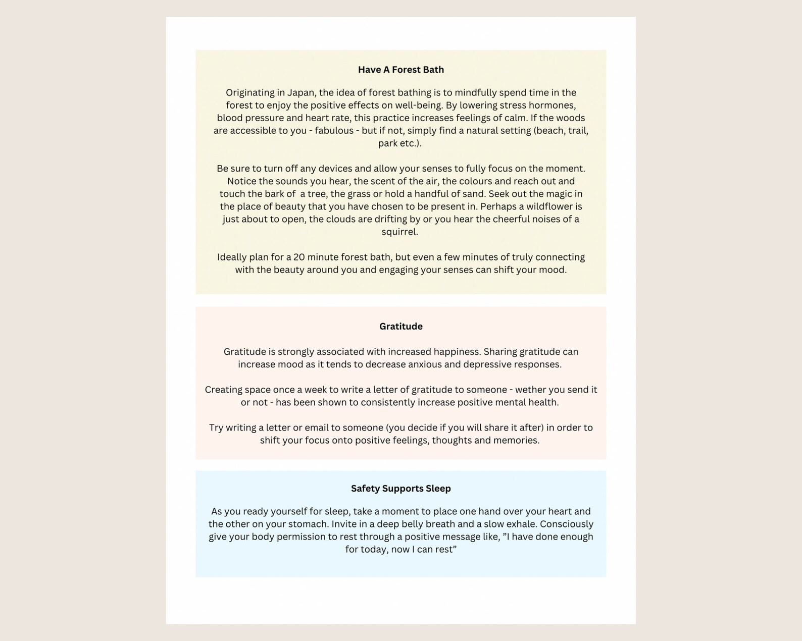 Self Care Practices Handout: Holistic Wellness Guide (PDF) - Etsy