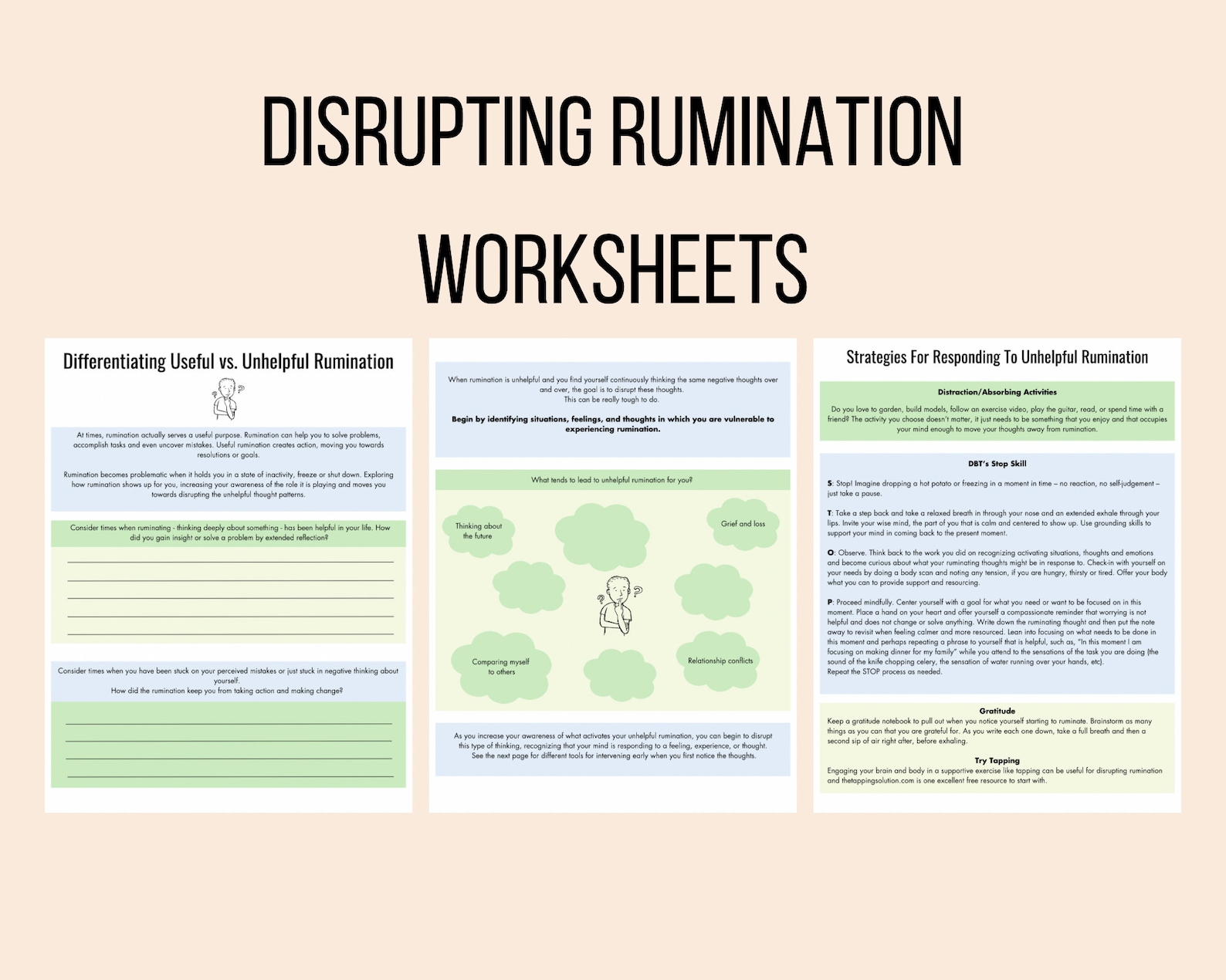 Disrupting Rumination Worksheets / Strategies for Responding to ...