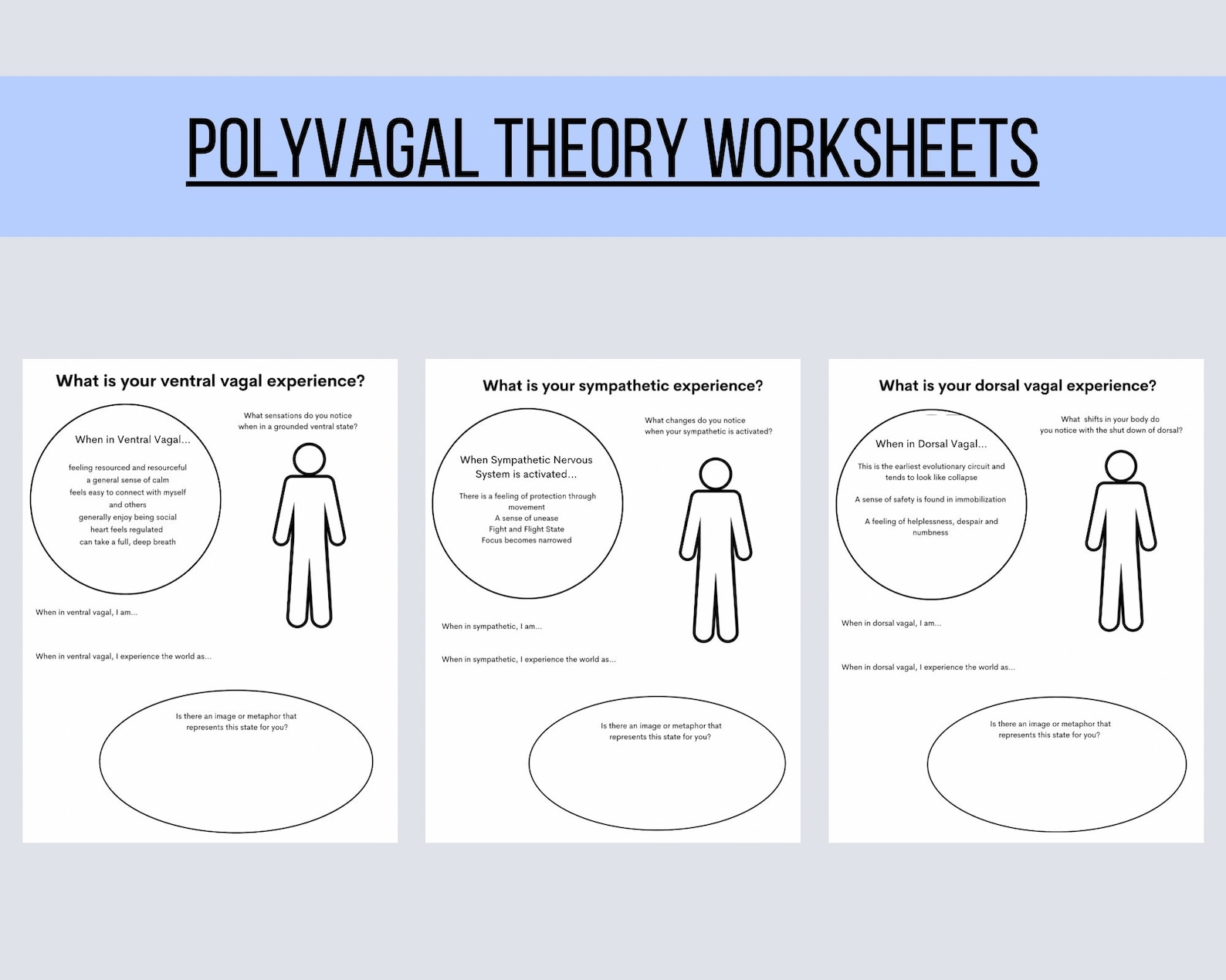 Polyvagal Theory Worksheets: Nervous System States (digital Download ...